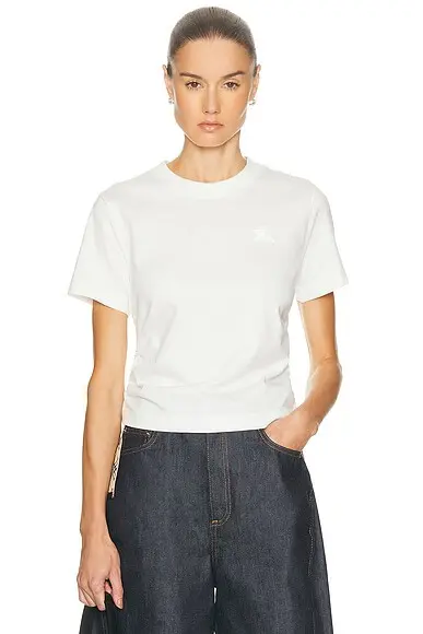 Burberry Short Sleeve T-shirt With Embroidered Logo - Chalk