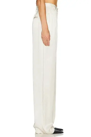 Lapointe Satin Relaxed Pleated Pant - Cream
