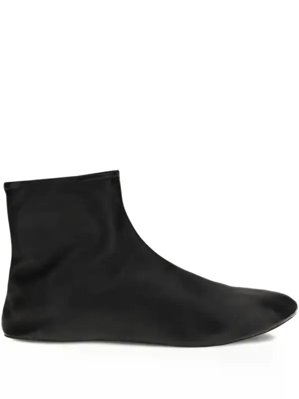 THE ROW Stella Leather Ankle Boots - Black
