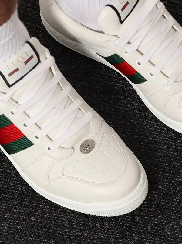 Gucci Screener Leather Sneakers - White