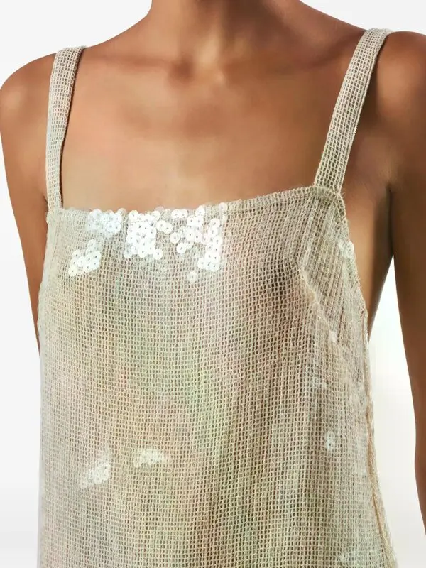 TALLER MARMO Agrigento Disco Sequin Fringed Midi Dress