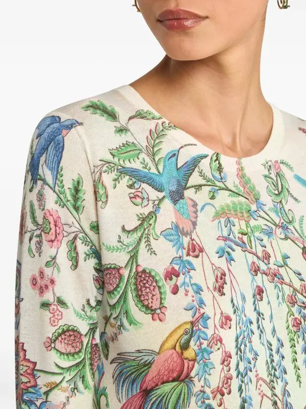 Etro Flora Fauna Motif Long Sleeve Top