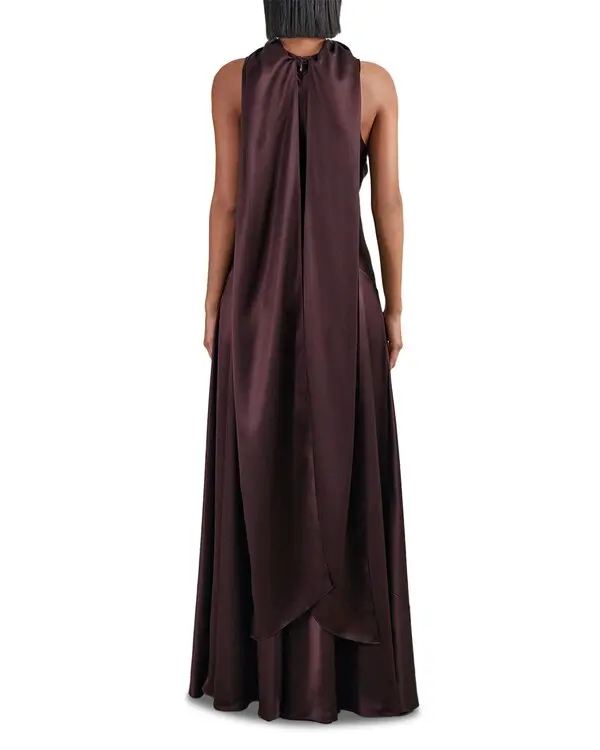 Reiss Petite Fae Satin Cape Maxi Dress - Burgundy - 31% Off | Editorialist