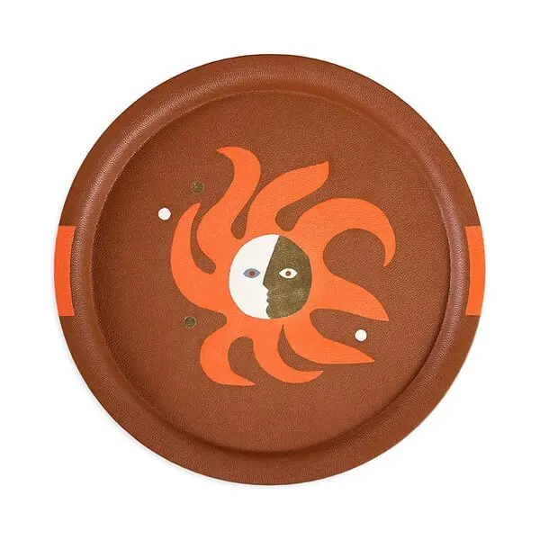 Jonathan Adler Playa Leather Tray - Brown/orange