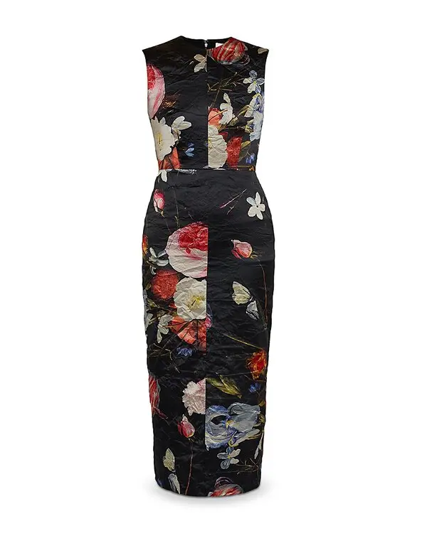 Erdem Sleeveless Pencil Dress - Dutch Flower Painting Bla