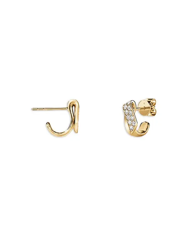 Hearts On Fire 18k Yellow Diamond Flip Huggie Hoop Earrings