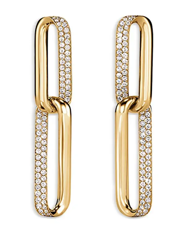 Hearts On Fire 18k Yellow Diamond Chain Link Drop Earrings - Gold