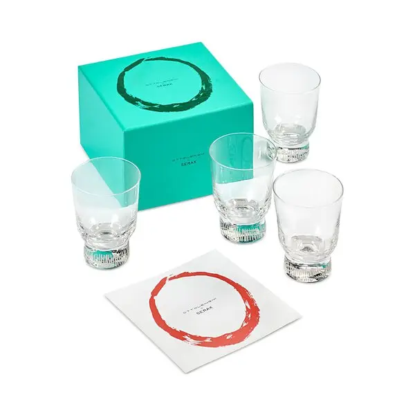 SERAX Glass Stripe Feast Sandblasted Glasses, Set Of 4 - Transparent