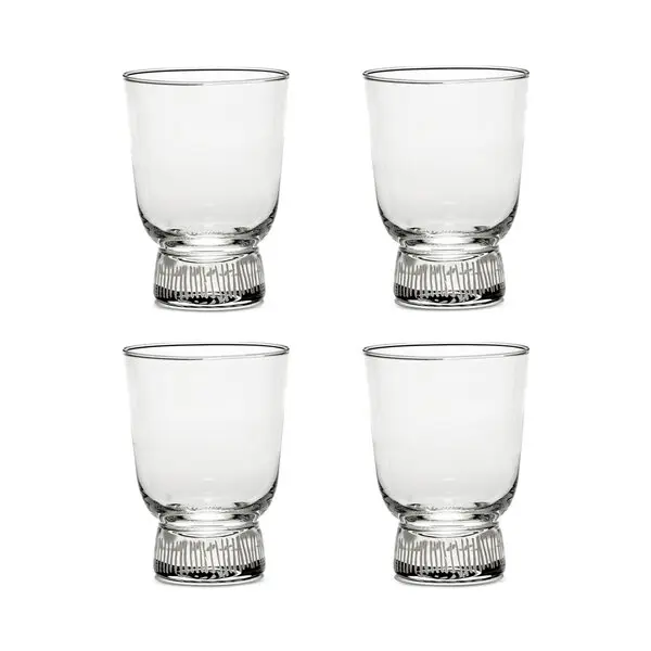 SERAX Glass Stripe Feast Sandblasted Glasses, Set Of 4