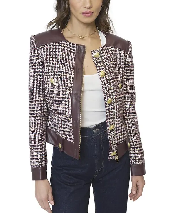 Central Park West Houndstooth Combo Jacket