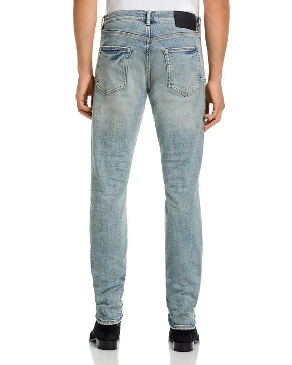 PURPLE BRAND Worn Slashed Paint Jeans - Light Indigo