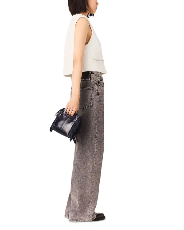 Maje Beaded Tweed Waistcoat - Ecru