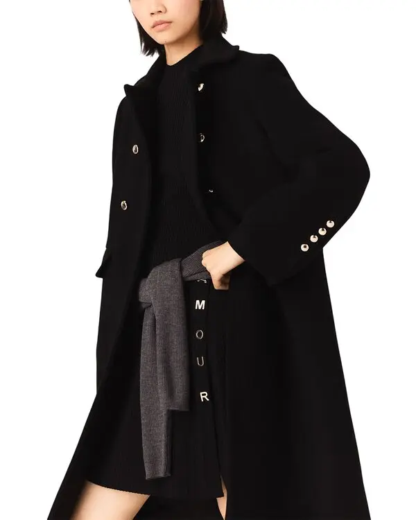 Maje Long Wool-blend Coat