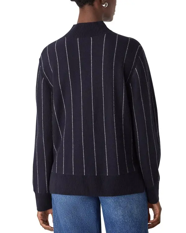 Whistles Stripe Wool Funnel Neck Knit Sweater
