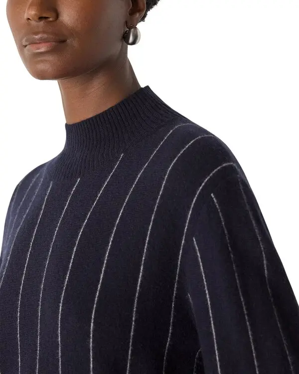 Whistles Stripe Wool Funnel Neck Knit Sweater