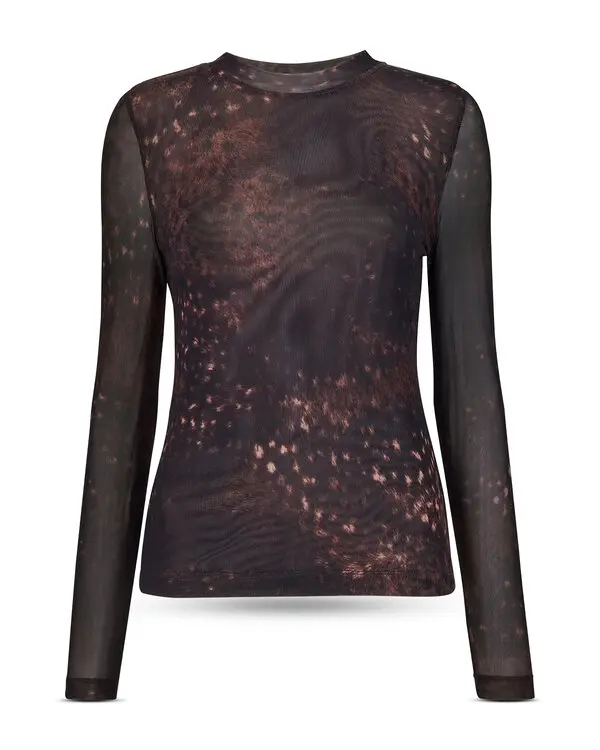 Whistles Spotted Animal Mesh Top