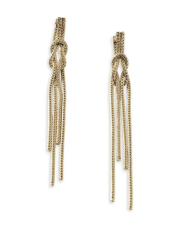 John Hardy 14k Yellow Love Knot Chain Drop Earrings - Gold