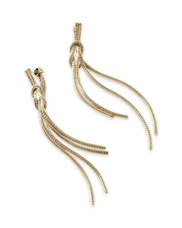 John Hardy 14k Yellow Love Knot Chain Drop Earrings - Gold