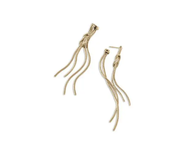 John Hardy 14k Yellow Love Knot Chain Drop Earrings - Gold