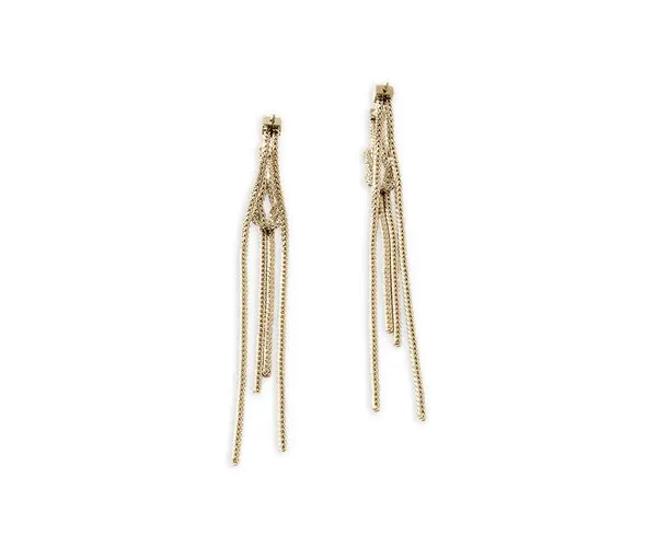 John Hardy 14k Yellow Love Knot Chain Drop Earrings - Gold