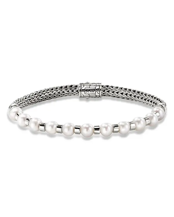 John Hardy Sterling Chain Bracelet With Pearl - Silver