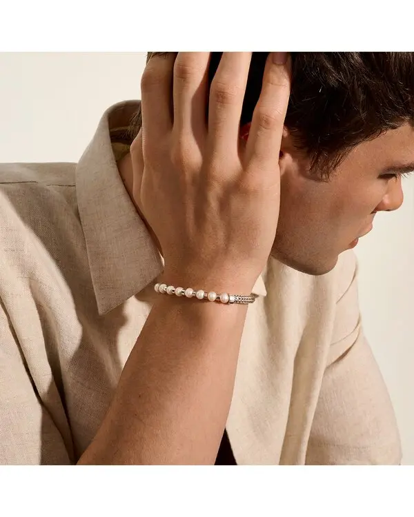 John Hardy Sterling Chain Bracelet With Pearl