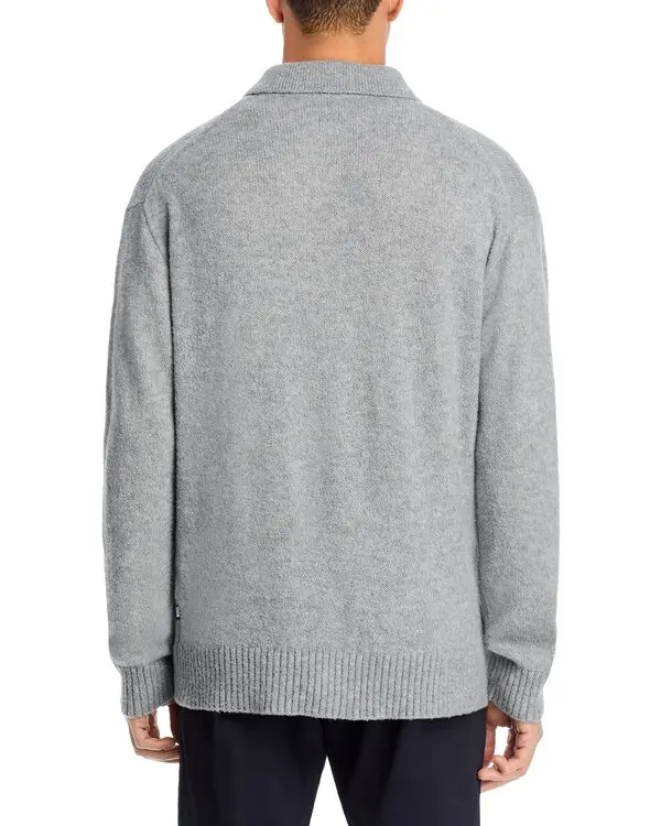 BOSS Relaxed Fit Wool Polo Sweater - Silver