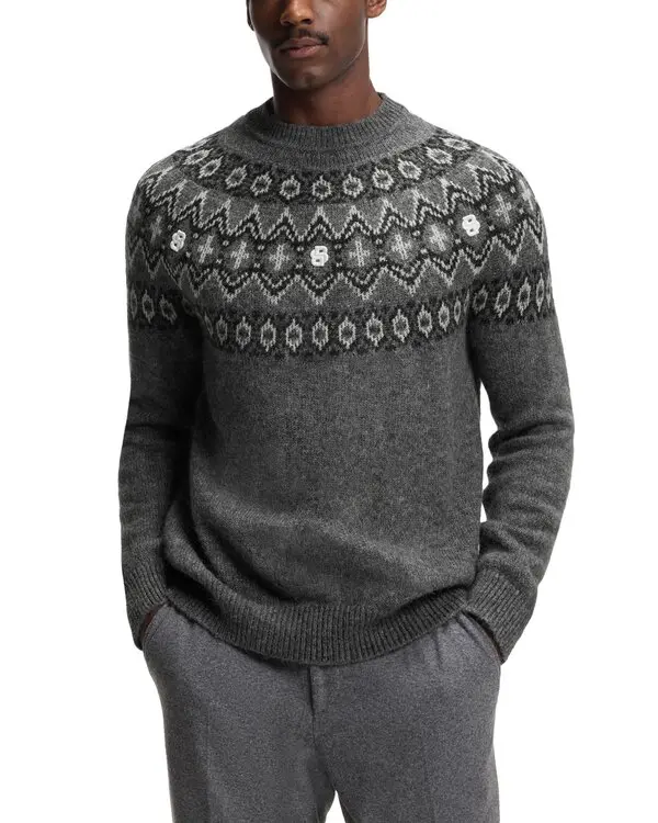 BOSS Hisle Relaxed Fit Fair Isle Sweater