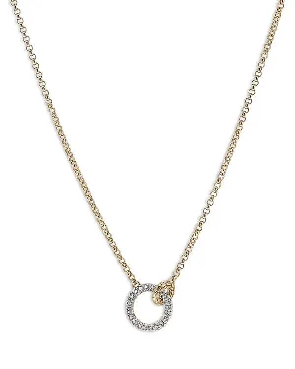 John Hardy 14k Yellow Diamond Interlocking Circle Necklace - Gold