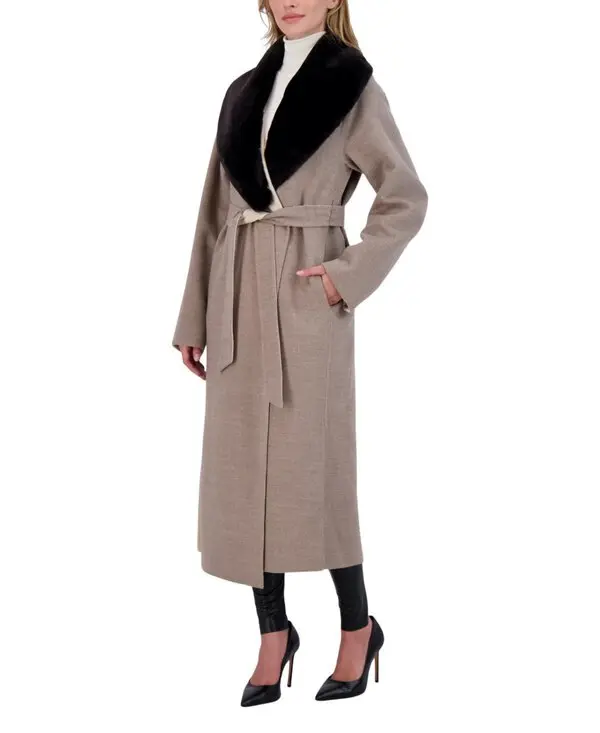 Gorski Wool Coat With Detachable Shearling Lamb Collar