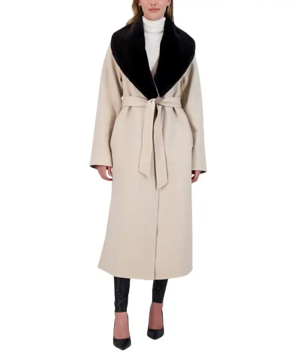 Gorski Wool Coat With Detachable Shearling Lamb Collar