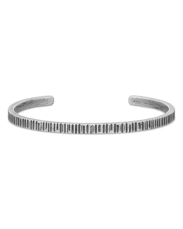 John Varvatos Sterling Notched Cuff Bracelet - Silver