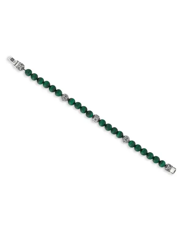 John Varvatos Sterling Gothic Malachite Bead Bracelet