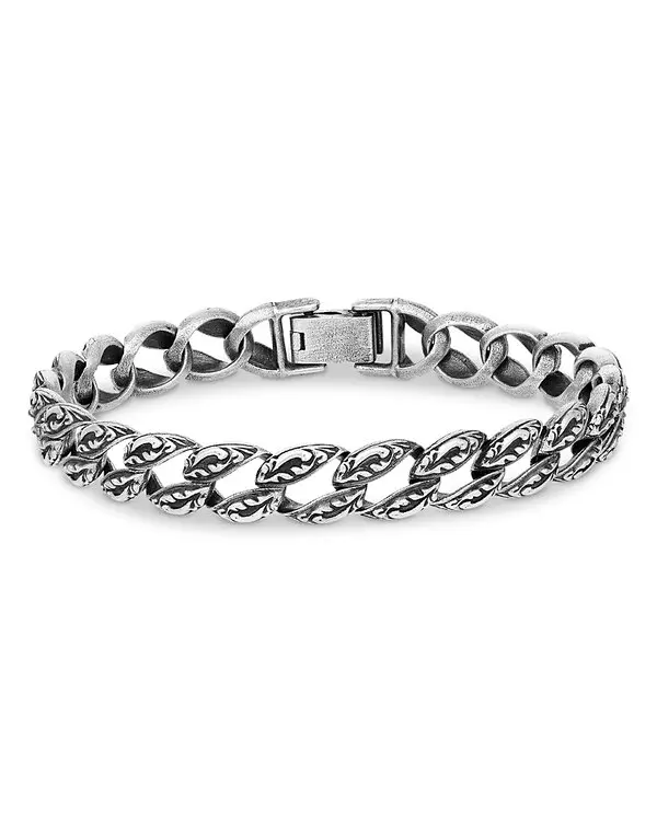 John Varvatos Sterling Gothic Textured Curb Link Bracelet - Silver
