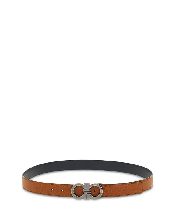 FERRAGAMO Leather Reversible Belt - Natural