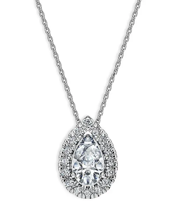 SWAROVSKI Eternity Certified Lab Grown Diamond Pear Halo Pendant Necklace - White Gold