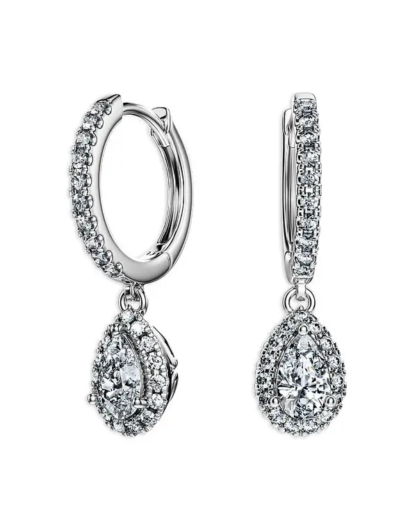 SWAROVSKI Eternity Lab Grown Diamond Pear Halo Charm Hoop Earrings - Silver