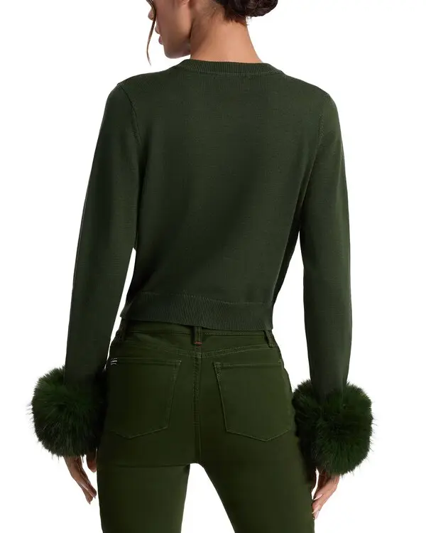 Alice + Olivia Dolly Wool Crewneck Cardigan