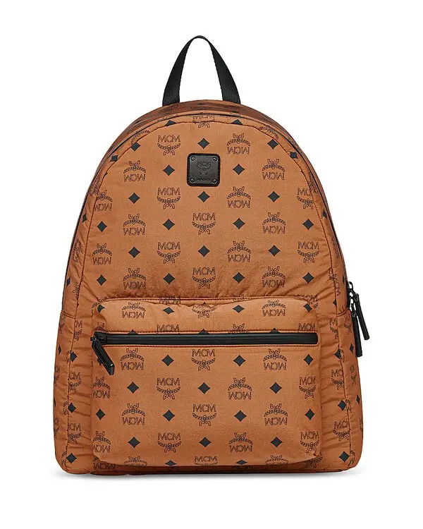 Mcm Stark Packable Backpack In Monogram Nylon - Cognac