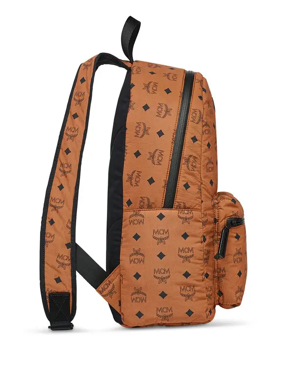 Mcm Stark Packable Backpack In Monogram Nylon - Cognac