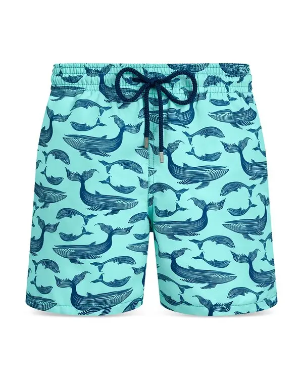 Vilebrequin Marine Whale Print 5.5" Swim Shorts - Celadon