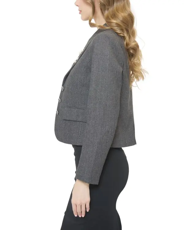Central Park West Crystal Pins & Chains Cropped Blazer