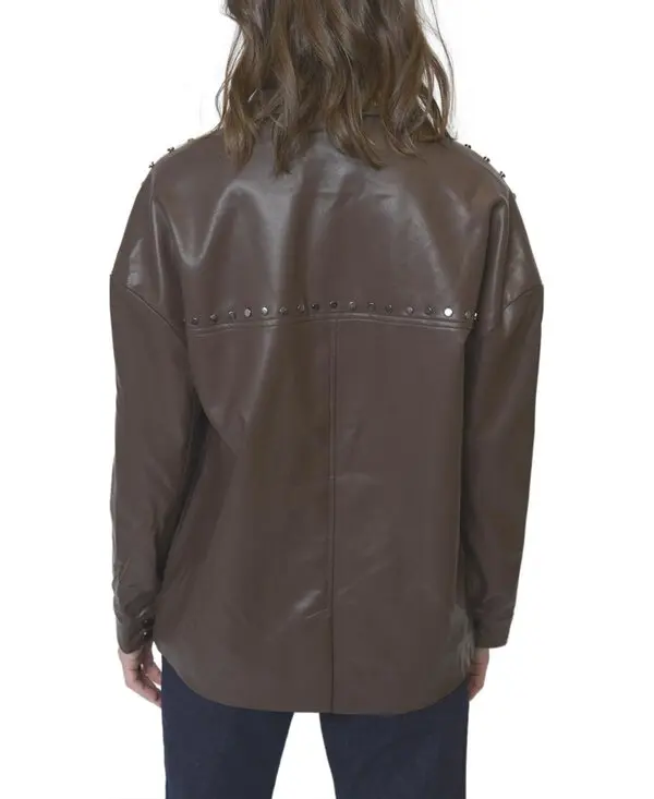 Central Park West Studded Leather Shacket
