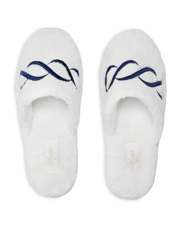 PRATESI Treccia Braid Embroidery Slippers - White/navy