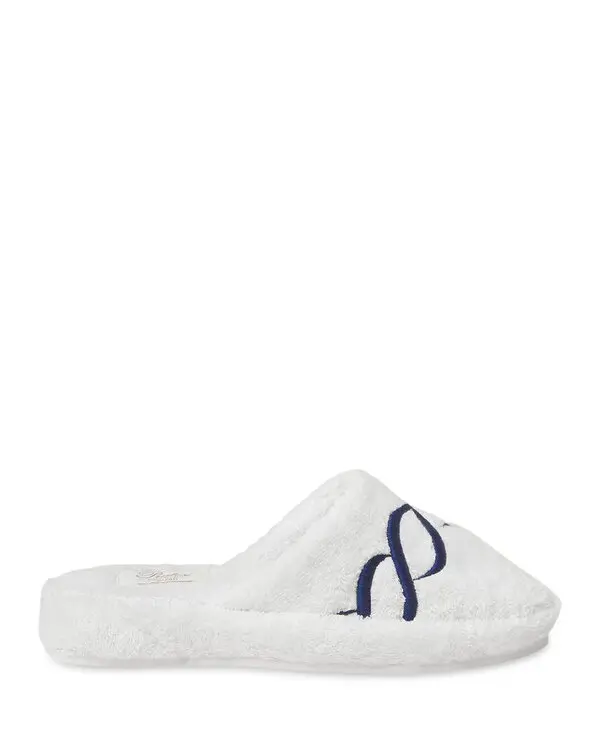 PRATESI Treccia Braid Embroidery Slippers - White/navy