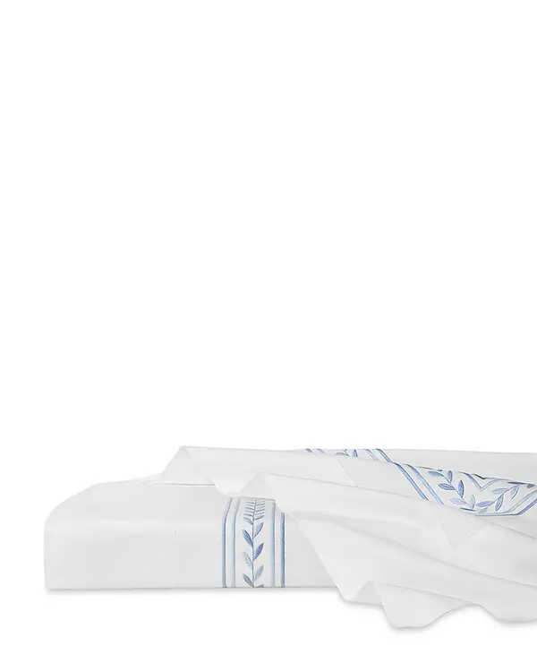 PRATESI Impero Flat Sheet, Twin - White/medium Blue