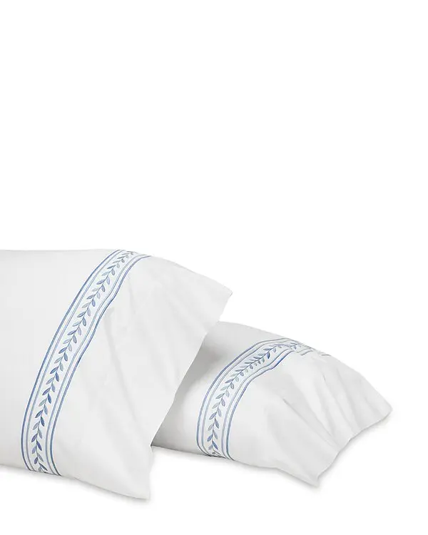 PRATESI Impero Pillowcase, King - White/medium Blue