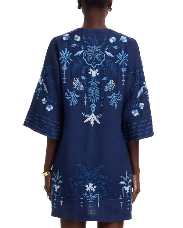 Buy Johnny Was Embroidered Linen Kimono Dress - Blue Night At 30% Off |  Editorialist