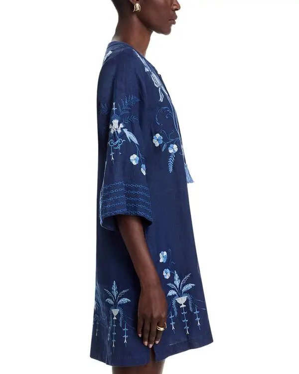 Buy Johnny Was Embroidered Linen Kimono Dress - Blue Night At 30% Off |  Editorialist