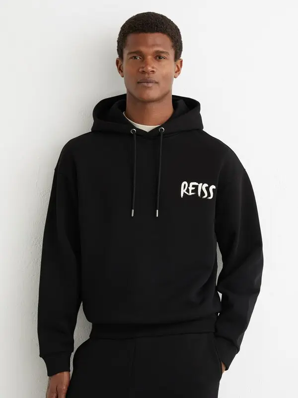 REISS Cotton Logo-print Hoodie